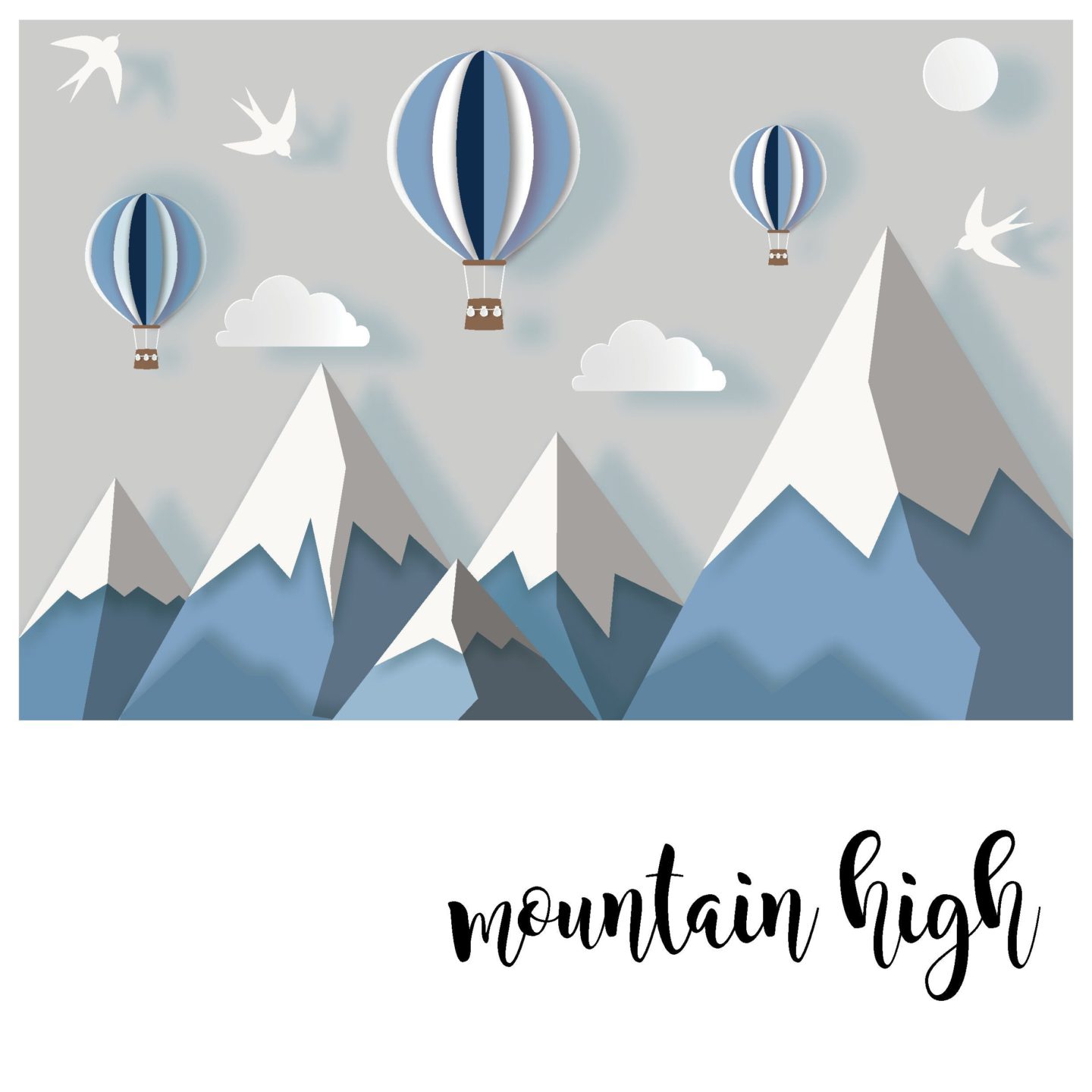 Zidna Tapeta Za Dječju Sobu - Mountain High | baloni na vrući zrak