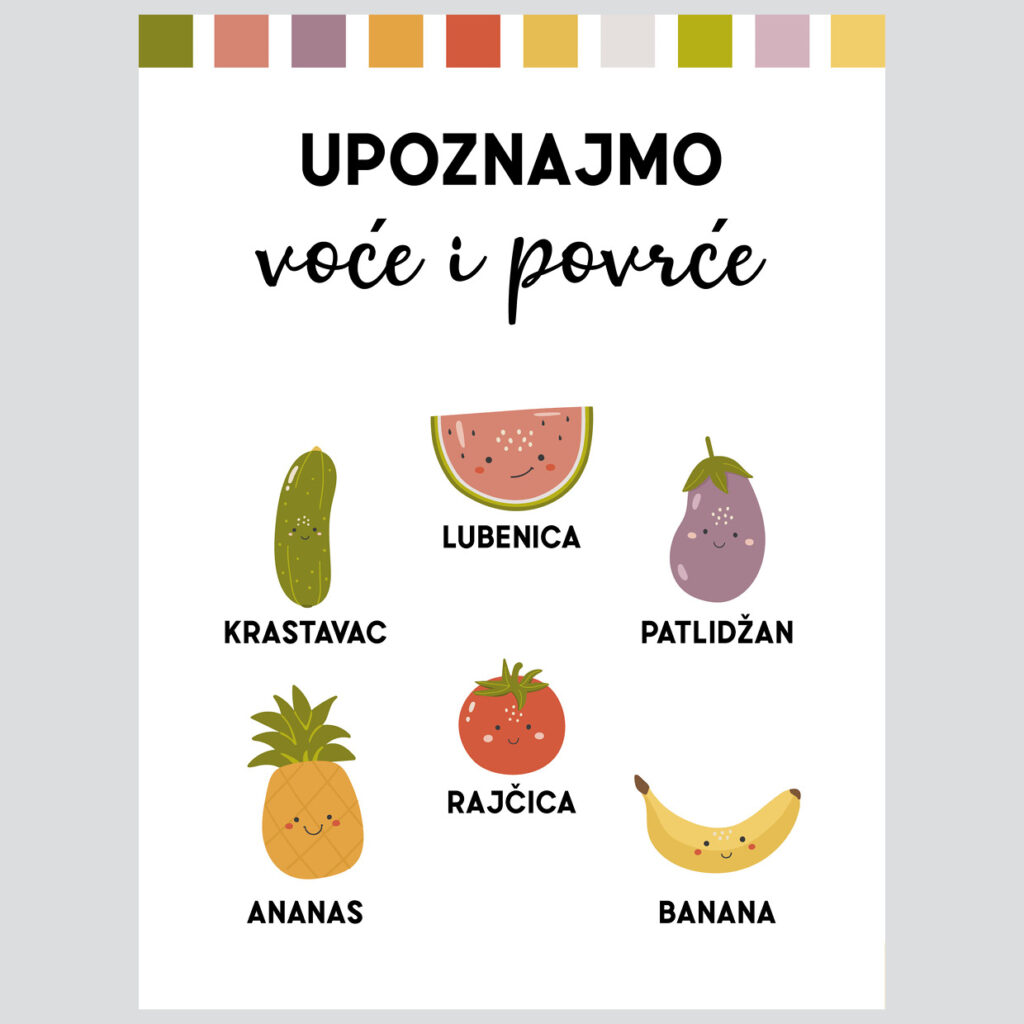 Dječji posteri ili slike na platnu - Upoznajmo voće i povrće